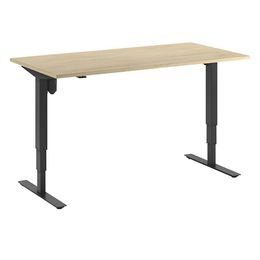 Schreibtisch Atlanta, elektrisch höhenverstellbar, gerade, BxT 1600 x 800 mm, Eiche/schwarz kaiserkraft