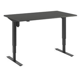 Schreibtisch Atlanta, elektrisch höhenverstellbar, gerade, BxT 1400 x 800 mm, dunkelgrau/schwarz kaiserkraft