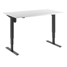 Schreibtisch Atlanta, elektrisch höhenverstellbar, gerade, BxT 1400 x 800 mm, weiß/schwarz kaiserkraft