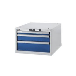 LISTA Werkbank-Baukastensystem, Unterbauschrank, H&ouml;he 383 mm, 3 Schubladen, enzianblau