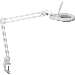Maul LED-Lupenleuchte Maulviso IP54, Armlänge 410 mm, mit Tischklemme, weiß