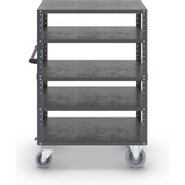 eurokraft pro Etagenwagen CustomLine, 4-seitig offen, 5 Etagen, mit Zentralstopp, anthrazitgrau RAL 7016