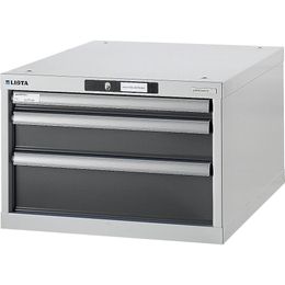 LISTA Werkbank-Baukastensystem, Unterbauschrank, H&ouml;he 383 mm, 3 Schubladen, graumetallic