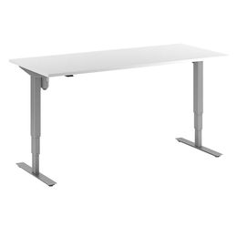 Schreibtisch Atlanta, elektrisch höhenverstellbar, gerade, BxT 1800 x 800 mm, weiß/silber kaiserkraft