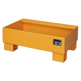 eurokraft pro Stahl-Auffangwanne, LxBxH 800 x 500 x 290 mm, lackiert orange RAL 2000, ohne Gitterrost