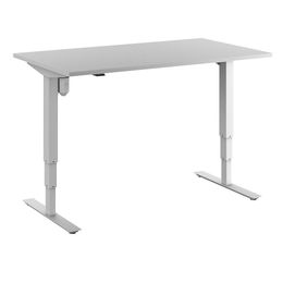 Schreibtisch Atlanta, elektrisch höhenverstellbar, gerade, BxT 1400 x 800 mm, lichtgrau/weiß kaiserkraft