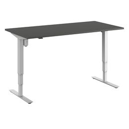 Schreibtisch Atlanta, elektrisch höhenverstellbar, gerade, BxT 1600 x 800 mm, dunkelgrau/weiß kaiserkraft