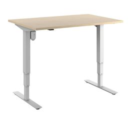Schreibtisch Atlanta, elektrisch höhenverstellbar, gerade, BxT 1200 x 800 mm, Birke/weiß kaiserkraft