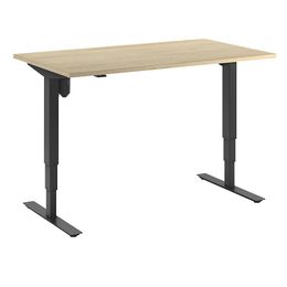 Schreibtisch Atlanta, elektrisch höhenverstellbar, gerade, BxT 1400 x 800 mm, Eiche/schwarz kaiserkraft