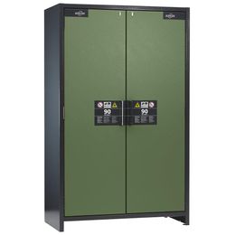 ASECOS Feuerbest&auml;ndiger Industrie-Gefahrstoffschrank Typ 90, HxBxT 1955 x 1200 x 615 mm, 2-t&uuml;rig, resedagr&uuml;n