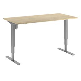 Schreibtisch Atlanta, elektrisch höhenverstellbar, gerade, BxT 1600 x 800 mm, Eiche/silber kaiserkraft