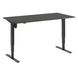 Schreibtisch Atlanta, elektrisch höhenverstellbar, gerade, BxT 1600 x 800 mm, dunkelgrau/schwarz kaiserkraft