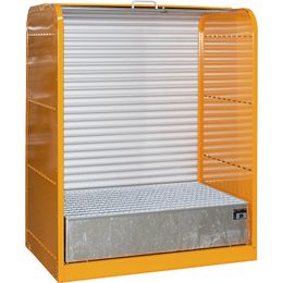 eurokraft pro Stahl-Gefahrstoffdepot mit Rollladen, f&uuml;r 2 x 200-l-F&auml;sser, orange