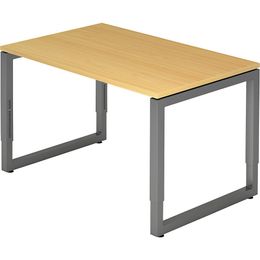 eurokraft pro Schreibtisch mit Gestell aus Vierkant-Stahlrohr, Höhe 650 - 850 mm, BxT 1200 x 800 mm, Buche / graphit