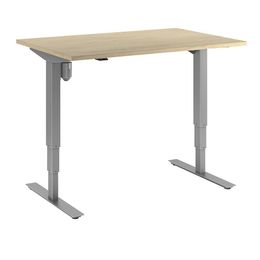 Schreibtisch Atlanta, elektrisch höhenverstellbar, gerade, BxT 1200 x 800 mm, Eiche/silber kaiserkraft
