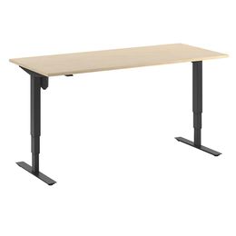 Schreibtisch Atlanta, elektrisch höhenverstellbar, gerade, BxT 1800 x 800 mm, Birke/schwarz kaiserkraft