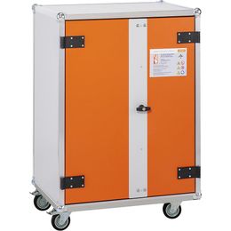 CEMO Akku-Sicherheits-Ladeschrank PREMIUM, mit Rollen, H&ouml;he 1150 mm, 400 V, orange/grau