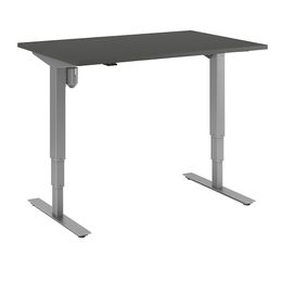 Schreibtisch Atlanta, elektrisch höhenverstellbar, gerade, BxT 1200 x 800 mm, dunkelgrau/silber kaiserkraft