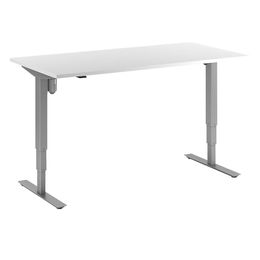 Schreibtisch Atlanta, elektrisch höhenverstellbar, gerade, BxT 1600 x 800 mm, weiß/silber kaiserkraft