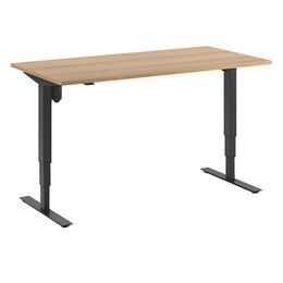 Schreibtisch Atlanta, elektrisch höhenverstellbar, gerade, BxT 1600 x 800 mm, Buche/schwarz kaiserkraft