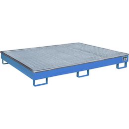eurokraft pro Regal-Bodenwanne mit PE-Einsatz, mit Rost, 256 l, LxBxH 1765 x 1315 x 255 mm, blau