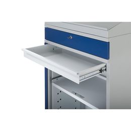 eurokraft pro Computer-Arbeitsstation, Stahlblech, HxB 1770 x 650 mm, mit Lochwand und Pultaufsatz, T&uuml;rfarbe Lichtgrau