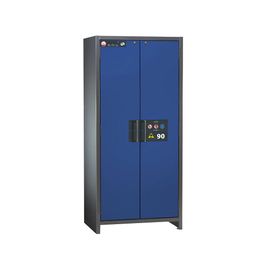 ASECOS Feuerbest&auml;ndiger Industrie-Gefahrstoffschrank Typ 90, HxBxT 1955 x 900 x 615 mm, 2-t&uuml;rig, enzianblau