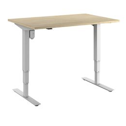 Schreibtisch Atlanta, elektrisch höhenverstellbar, gerade, BxT 1200 x 800 mm, Eiche/weiß kaiserkraft