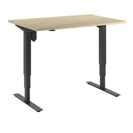 Schreibtisch Atlanta, elektrisch höhenverstellbar, gerade, BxT 1200 x 800 mm, Eiche/schwarz kaiserkraft