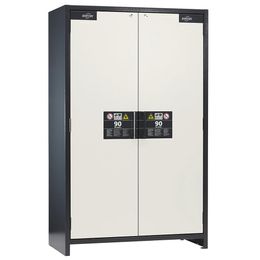 ASECOS Feuerbest&auml;ndiger Industrie-Gefahrstoffschrank Typ 90, HxBxT 1955 x 1200 x 615 mm, 2-t&uuml;rig, reinwei&szlig;