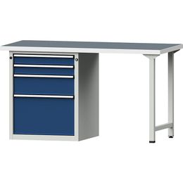 ANKE Werkbank, Gestellbauweise Serie V, 4 Schubladen mit 2 x 90, 1 x 180, 1 x 360 mm, Universalplatte