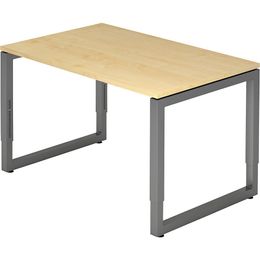 eurokraft pro Schreibtisch mit Gestell aus Vierkant-Stahlrohr, Höhe 650 - 850 mm, BxT 1200 x 800 mm, Ahorn / graphit