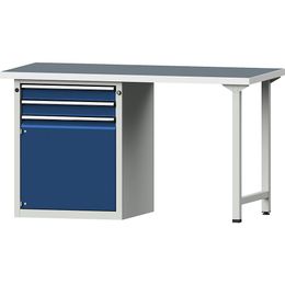 ANKE Werkbank, Gestellbauweise Serie V, 2 Schubladen, 1 T&uuml;r, Universalplatte