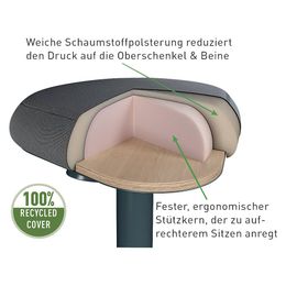 Leitz Ergo Active Stehhocker mit Komfortsitz, Sitzh&ouml;he 570 - 820 mm, dunkelgrau