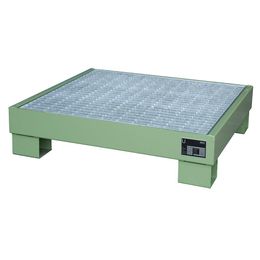 eurokraft pro Stahl-Auffangwanne, LxBxH 800 x 900 x 220 mm, lackiert gr&uuml;n RAL 6011, mit Gitterrost