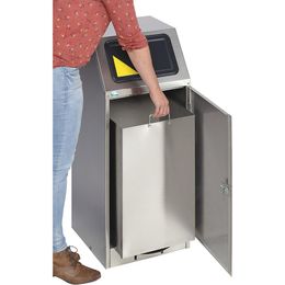 Var Wertstoffsammler mit Pedal, Edelstahl, selbstl&ouml;schend, Volumen 78 l