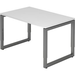 eurokraft pro Schreibtisch mit Gestell aus Vierkant-Stahlrohr, Höhe 650 - 850 mm, BxT 1200 x 800 mm, weiß / graphit