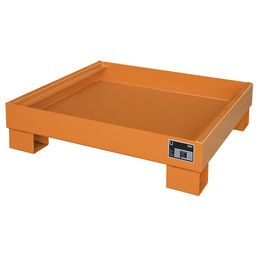 eurokraft pro Stahl-Auffangwanne, LxBxH 800 x 900 x 220 mm, lackiert orange RAL 2000, ohne Gitterrost