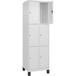 C+P 3er-Schlie&szlig;fachschrank Classic PLUS, 2 Abteile, verkehrswei&szlig;, B 600 mm, 6 F&auml;cher, mit F&uuml;&szlig;en