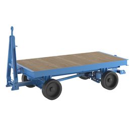 eurokraft pro Schlepperanh&auml;nger, Allrad-Achsschemel-Lenkung, Tragf&auml;higkeit 8 t, Ladefl&auml;che 2,5 x 1,25 m, lichtblau