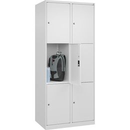 C+P 3er-Schlie&szlig;fachschrank Classic PLUS, 2 Abteile, verkehrswei&szlig;, B 800 mm, 6 F&auml;cher, mit Bodengleitern