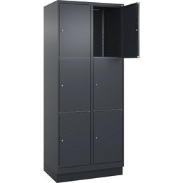 C+P 3er-Schlie&szlig;fachschrank Classic PLUS, 2 Abteile, grau, B 800 mm, 6 F&auml;cher, mit Bodensockel