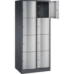 C+P 4er-Schlie&szlig;fachschrank Resisto, 2 Abteile, schwarzgrau / wei&szlig;aluminium