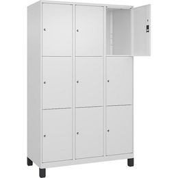 C+P 3er-Schlie&szlig;fachschrank Classic PLUS, 3 Abteile, verkehrswei&szlig;, B 1200 mm, 9 F&auml;cher, mit F&uuml;&szlig;en