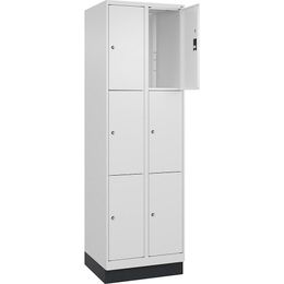 C+P 3er-Schlie&szlig;fachschrank Classic PLUS, 2 Abteile, verkehrswei&szlig;, B 600 mm, 6 F&auml;cher, mit Bodensockel