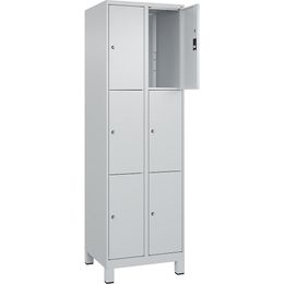 C+P 3er-Schlie&szlig;fachschrank Classic PLUS, 2 Abteile, lichtgrau, B 600 mm, 6 F&auml;cher, mit F&uuml;&szlig;en