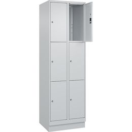 C+P 3er-Schlie&szlig;fachschrank Classic PLUS, 2 Abteile, lichtgrau, B 600 mm, 6 F&auml;cher, mit Bodensockel
