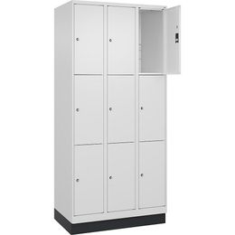 C+P 3er-Schlie&szlig;fachschrank Classic PLUS, 3 Abteile, verkehrswei&szlig;, B 900 mm, 9 F&auml;cher, mit Bodensockel