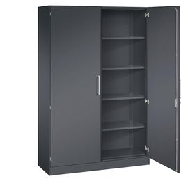 C+P Flügeltürenschrank ASISTO, Höhe 1980 mm, Breite 1200 mm, 4 Fachböden, schwarzgrau/schwarzgrau