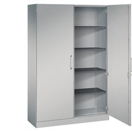 C+P Flügeltürenschrank ASISTO, Höhe 1980 mm, Breite 1200 mm, 4 Fachböden, weißaluminium/weißaluminium
